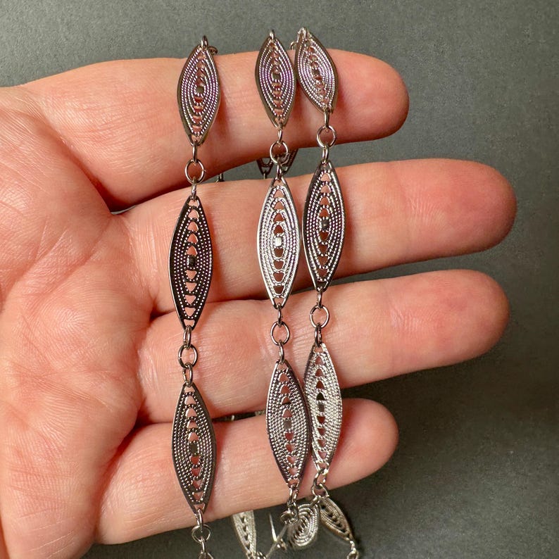 Shiny Rhodium Plated Filigree Chain! Sold per YARD. SKU Chain630 - Etsy