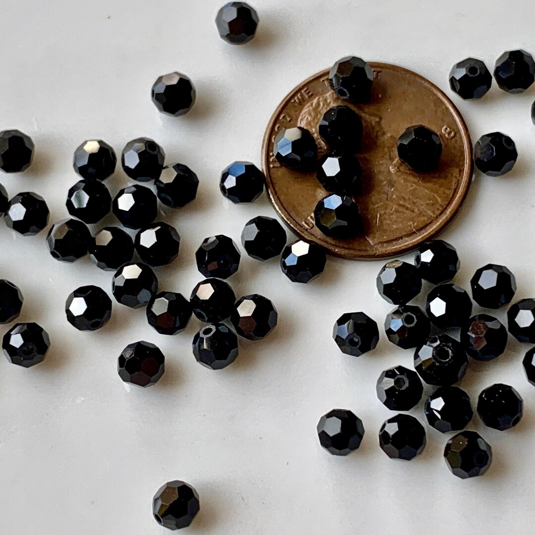 Stunning Swarovski 4mm Jet Black Crystal Rounds! Sold per Dozen Beads ...