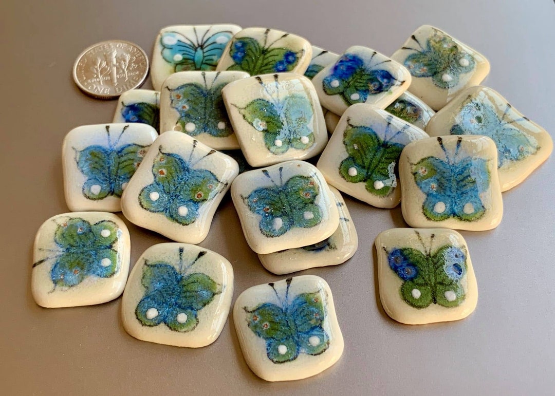 BEAUTIFUL Hand Painted Vintage Ceramic Cabochons! Each One is a Piece ...