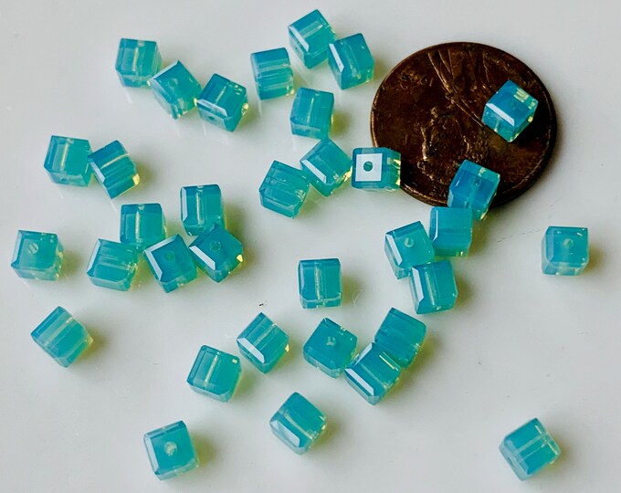 Pretty as a Picture Pacific Opal Swarovski Crystal Cubes - Etsy