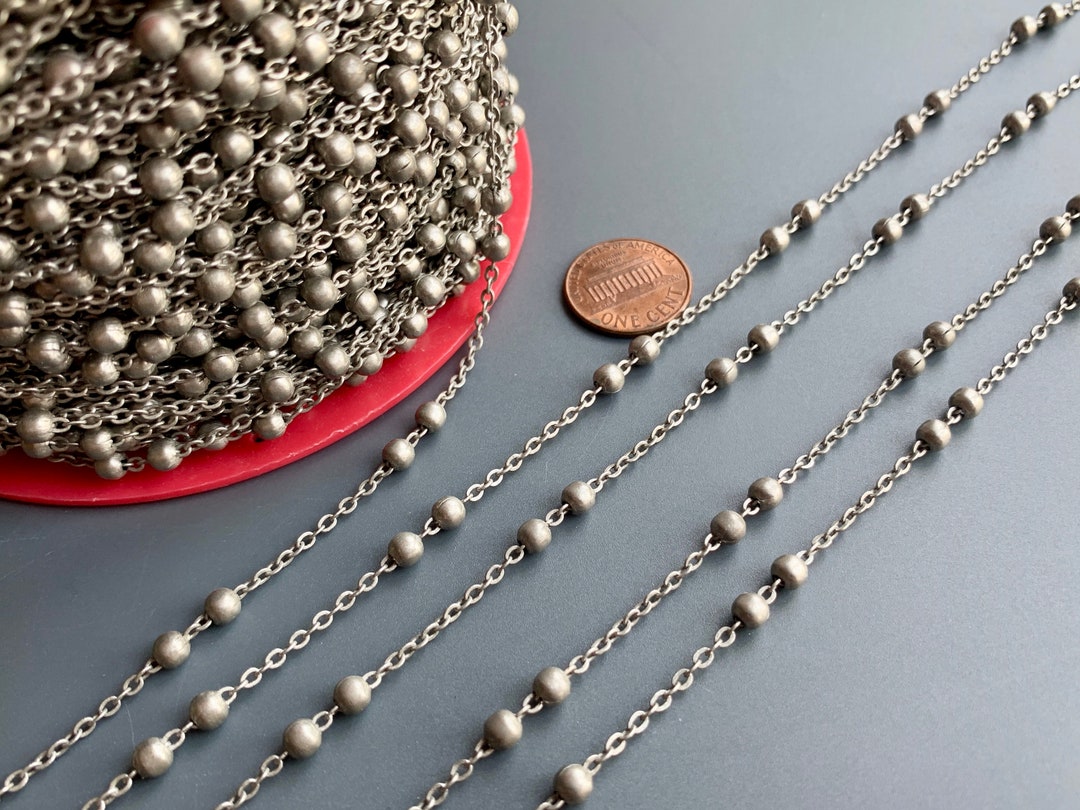 Lovely matte/dull silver finish on this brass chain - Etsy 日本