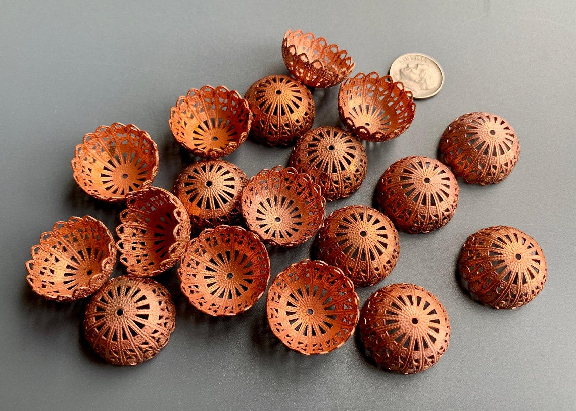 Lovely vintage extra large bead caps | Etsy