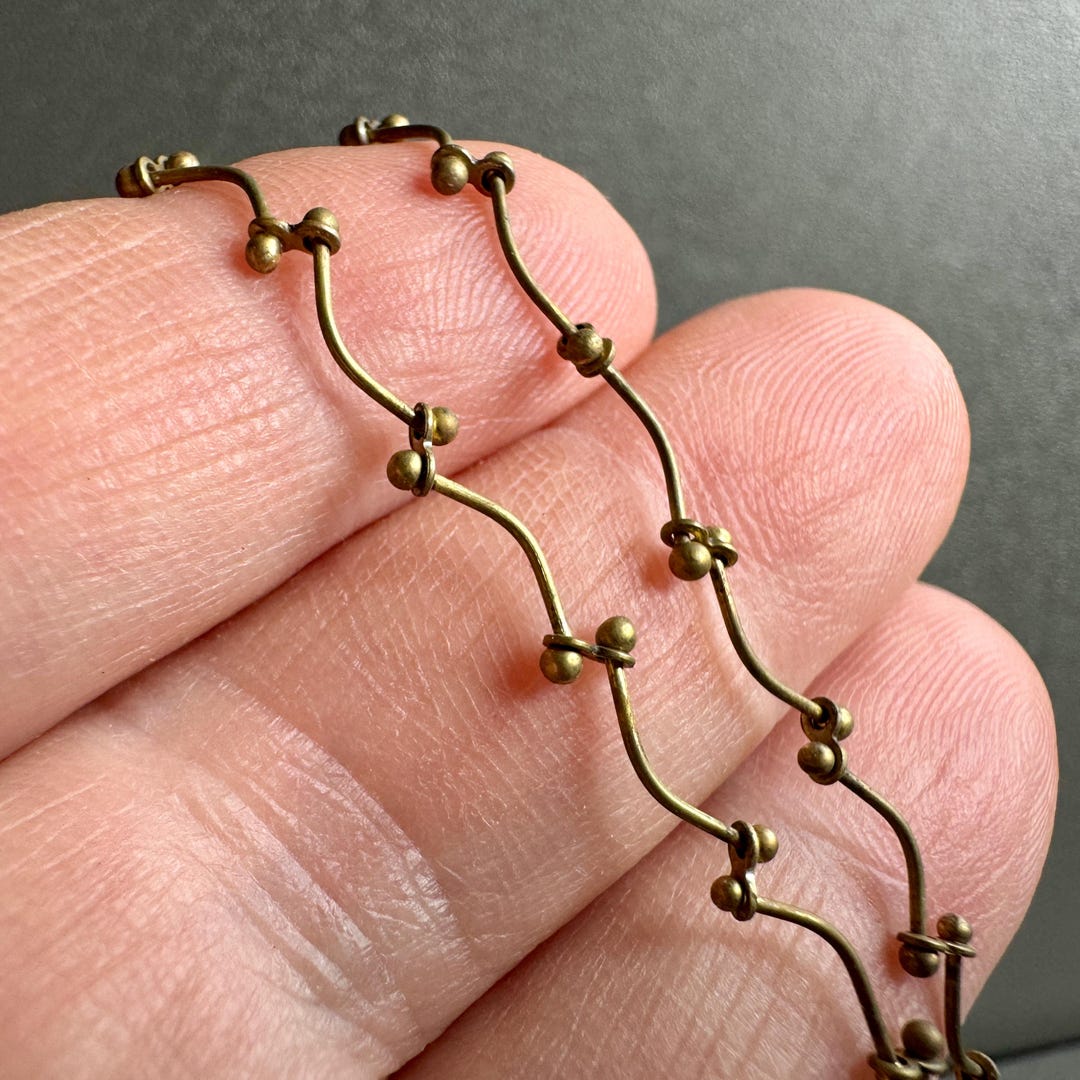 Very Delicate Looking Vintage Brass Chain. Alternately Curved Ball ...