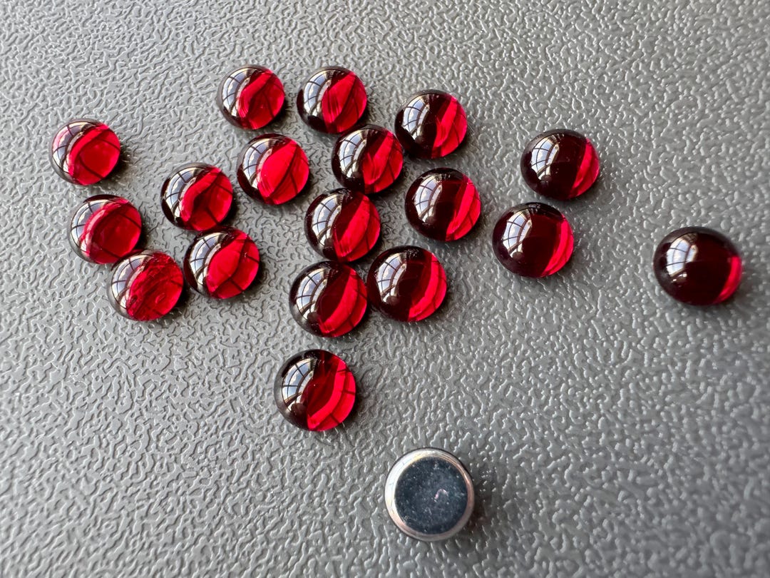 New, Old Stock Silver Foil Backed Glass Cabochons in Ravishing Siam Red ...