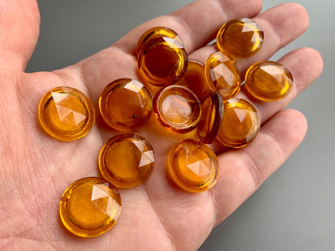 Lovely Light Transparent Topaz Glass Cabochons Faceted and - Etsy