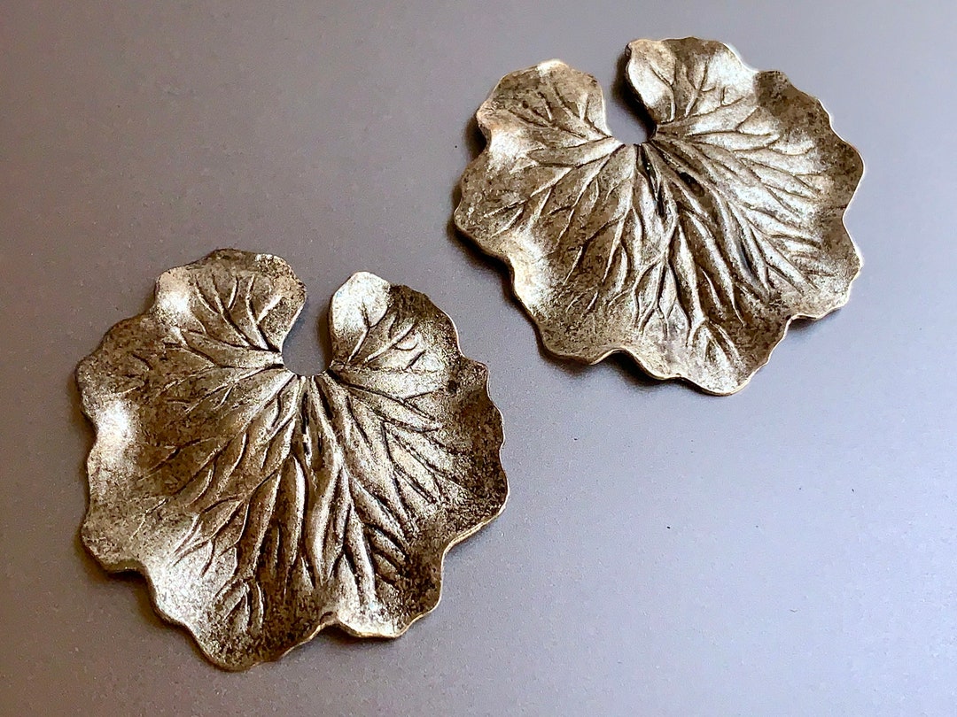 Lovely Large Vintage Lily Pad Stampings. Dark Silver Plated Brass From ...