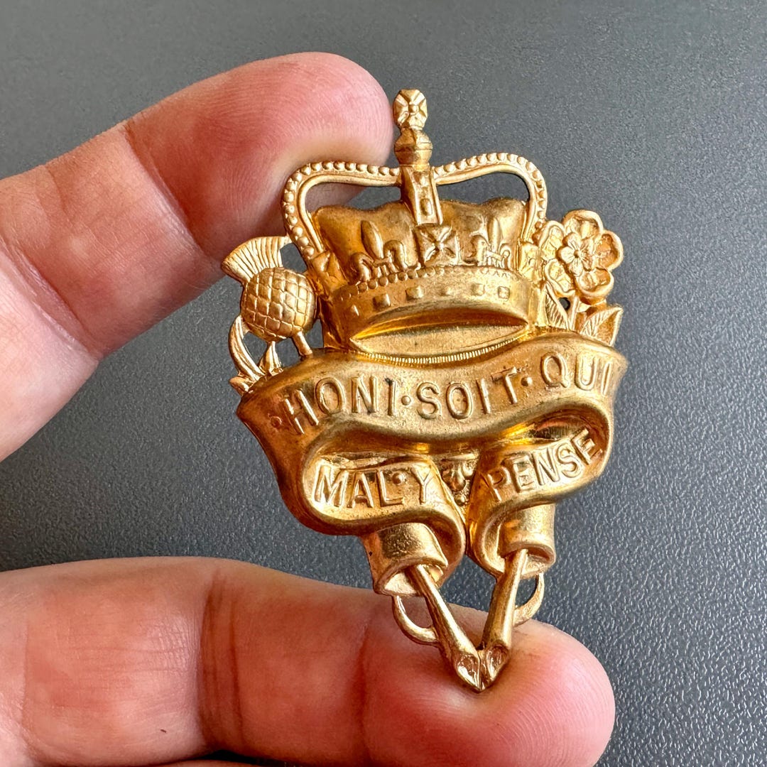 Well Made Vintage Brass Stamping Features an Old Norman French Saying ...