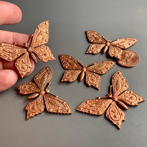 EXCEPTIONAL Vintage Copper Plated Thick Brass Butterfly Stamping From ...