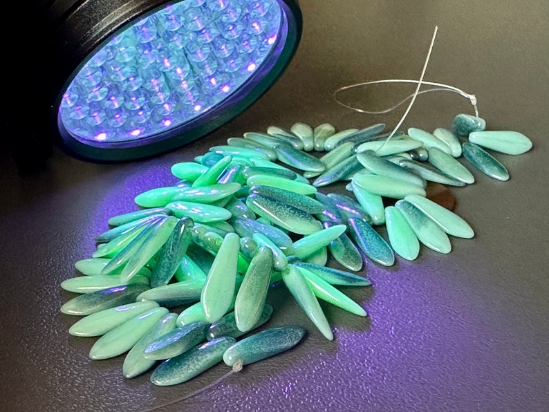 Lovely Color in These Czech Glass Daggers These GLOW Under a - Etsy