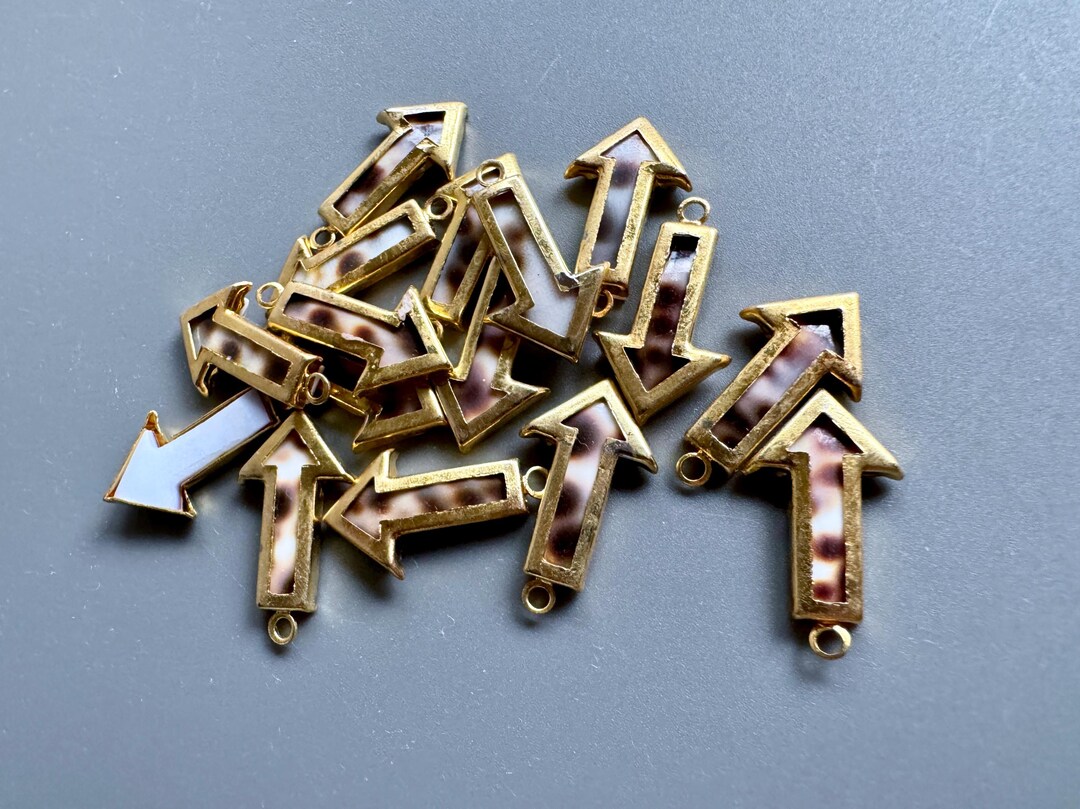 Very Unusual Vintage Inlaid Shell Charms! Arrows! Sold per Four Pieces ...