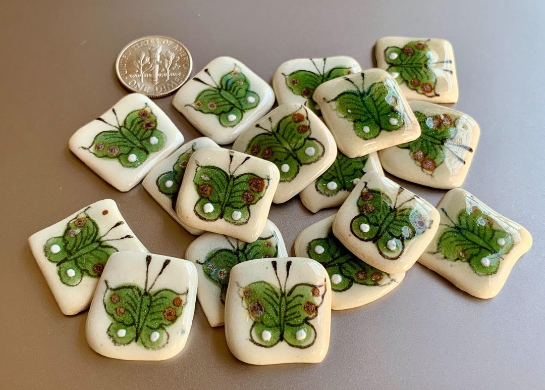 BEAUTIFUL Hand Painted Vintage Ceramic Cabochons! Each One is a Piece ...