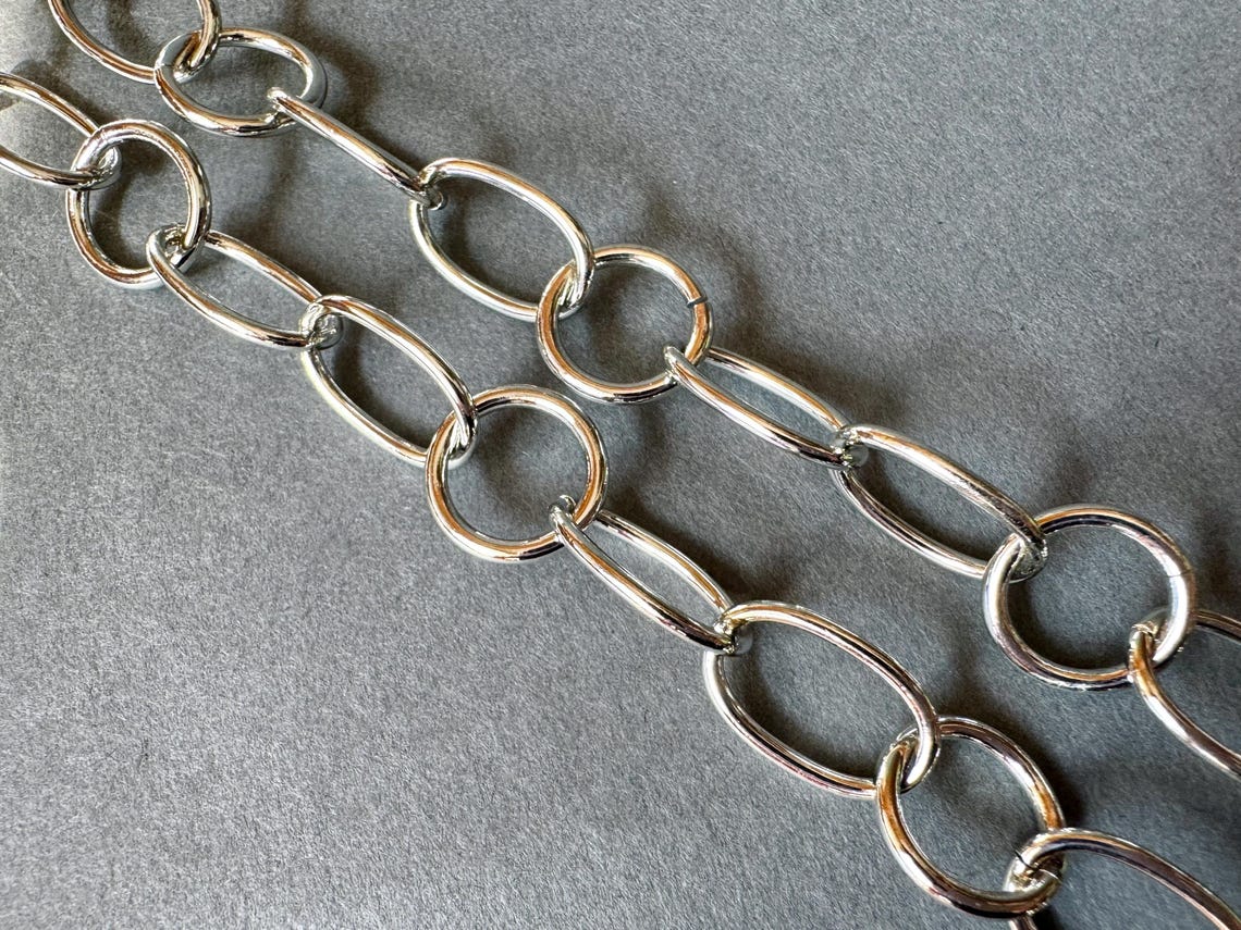 Super Shiny Large Oval and Circular Linked Vintage Chain. Sold per YARD ...
