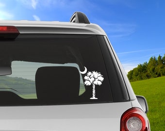 South Carolina Palm Tree Moon State Logo Decal Myrtle Beach Vinyl Decal ...