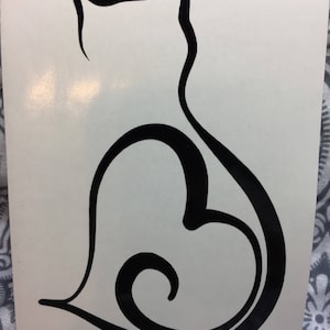 Cat Heart Line Art Silhouette Vinyl Decal Sticker - Etsy
