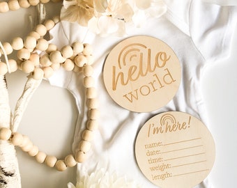 Laser Cut File SVG Hello World Newborn Sign Marker Milestone | Etsy