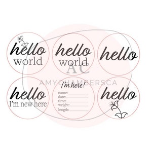 Laser Cut File SVG Hello World Newborn Sign Marker Milestone Monthly - Etsy