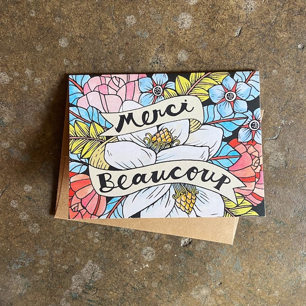 Merci Beaucoup Thank You Card - Etsy