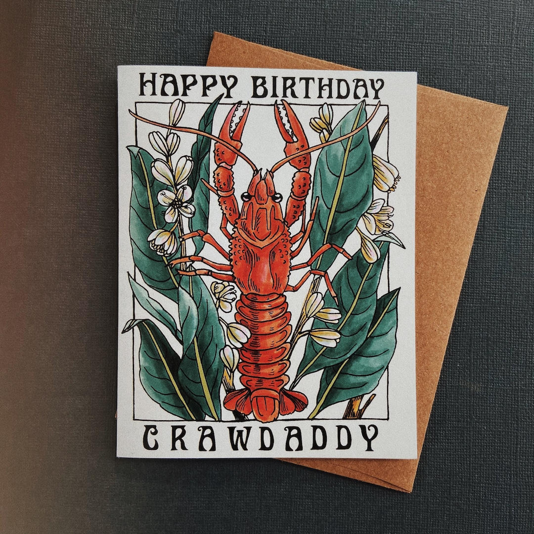 Happy Birthday Crawdaddy Crawfish Card - Etsy