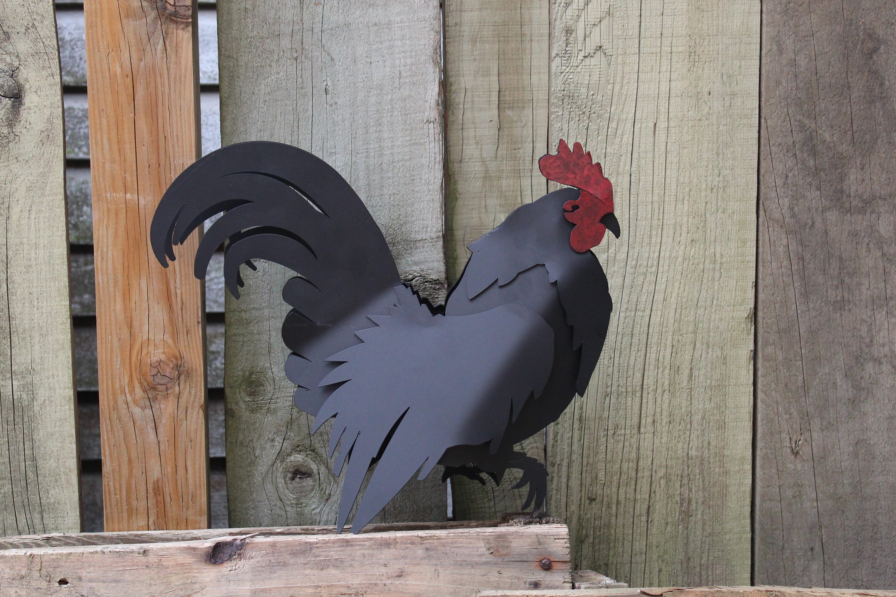 Free Shipping Rooster Steel Garden Sculpture Yard Art - Etsy