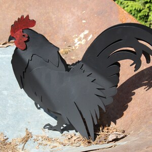 Free Shipping, Rooster Steel Garden Sculpture, Yard Art, Barnyard ...