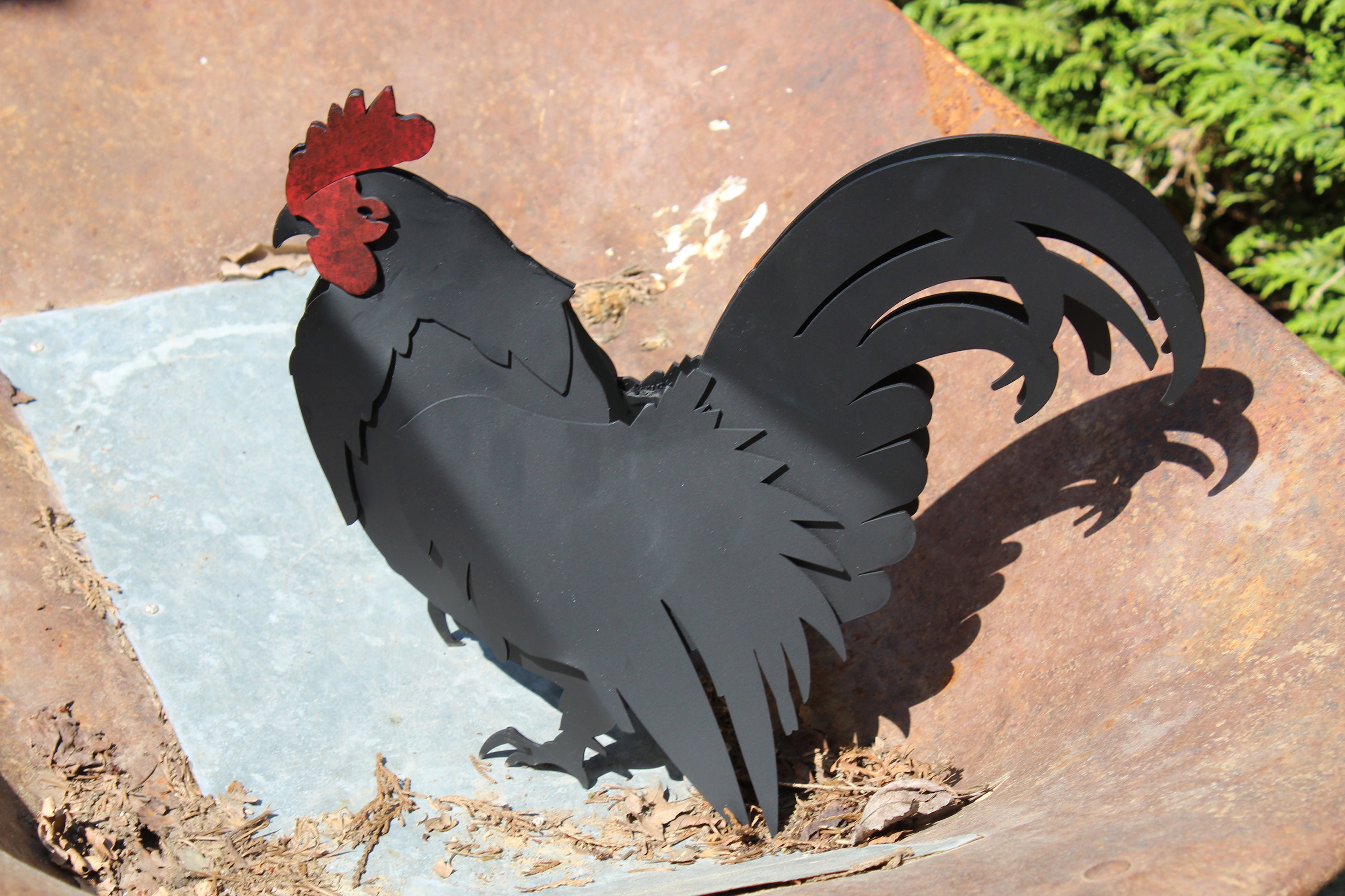 Free Shipping Rooster Steel Garden Sculpture Yard Art - Etsy