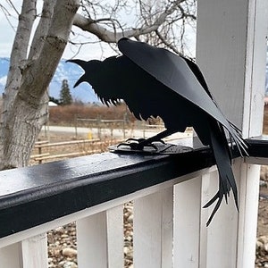 Free Shipping Iron Raven Garden Sculpture. Heavy Welded Steel Crow ...