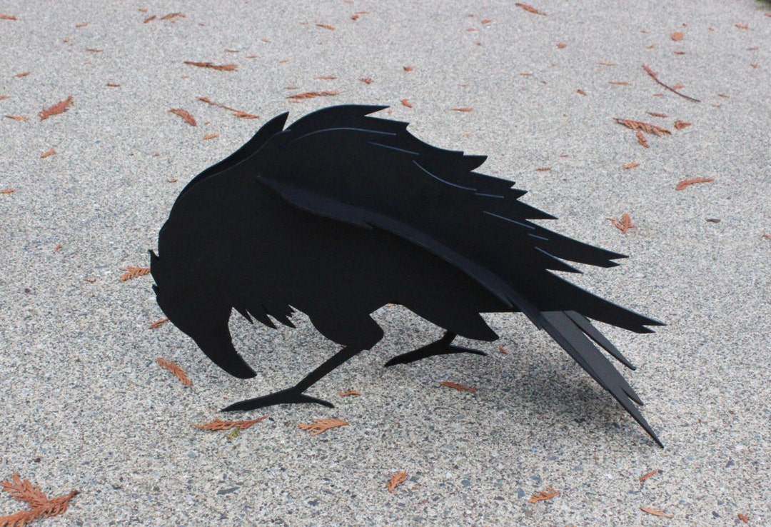 Free Shipping, Raven, Crow, Steel Crow Garden Sculpture, Crow ...