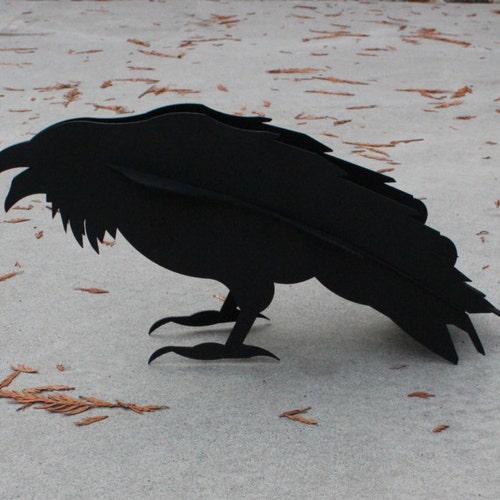 Free Shipping Raven Crow Steel Crow Garden Sculpture Crow - Etsy