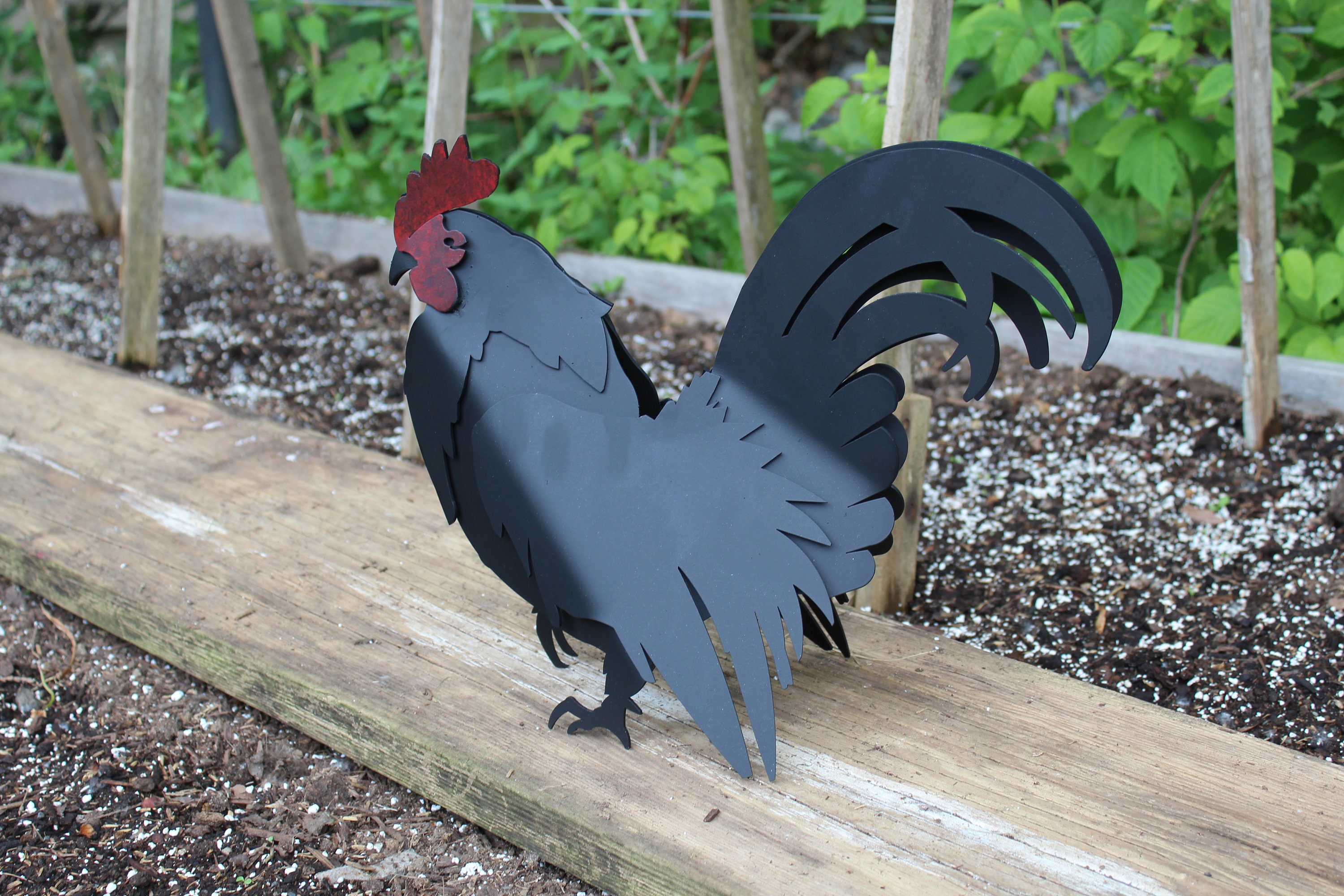 Free Shipping Rooster Steel Garden Sculpture Yard Art - Etsy