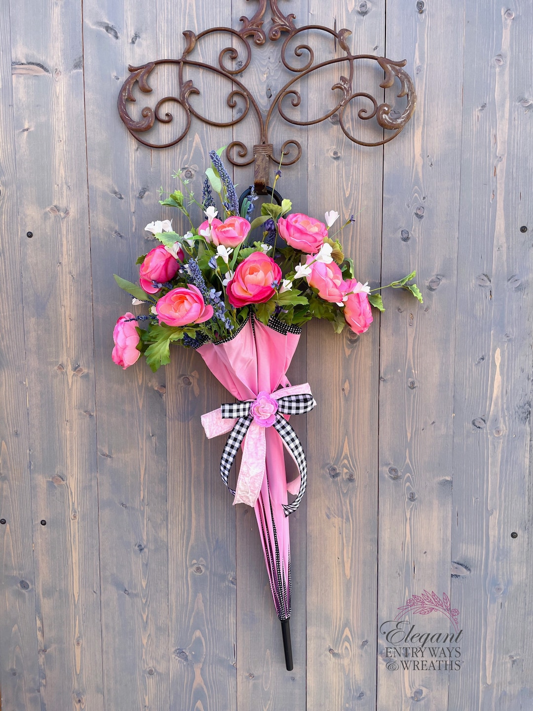 Umbrella Door Hanger, Spring Wreath, Umbrella Wreath, Summer Door ...
