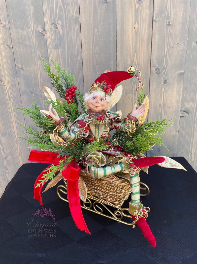 Christmas Centerpiece Elf Centerpiece Santa Sleigh Etsy