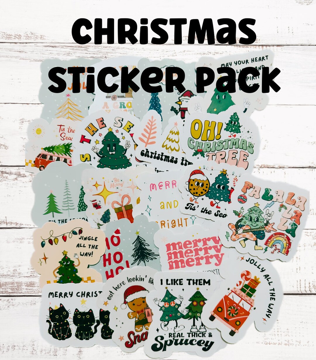 Cute Christmas Sticker Pack Retro Vintage Holiday Stickers Waterproof ...