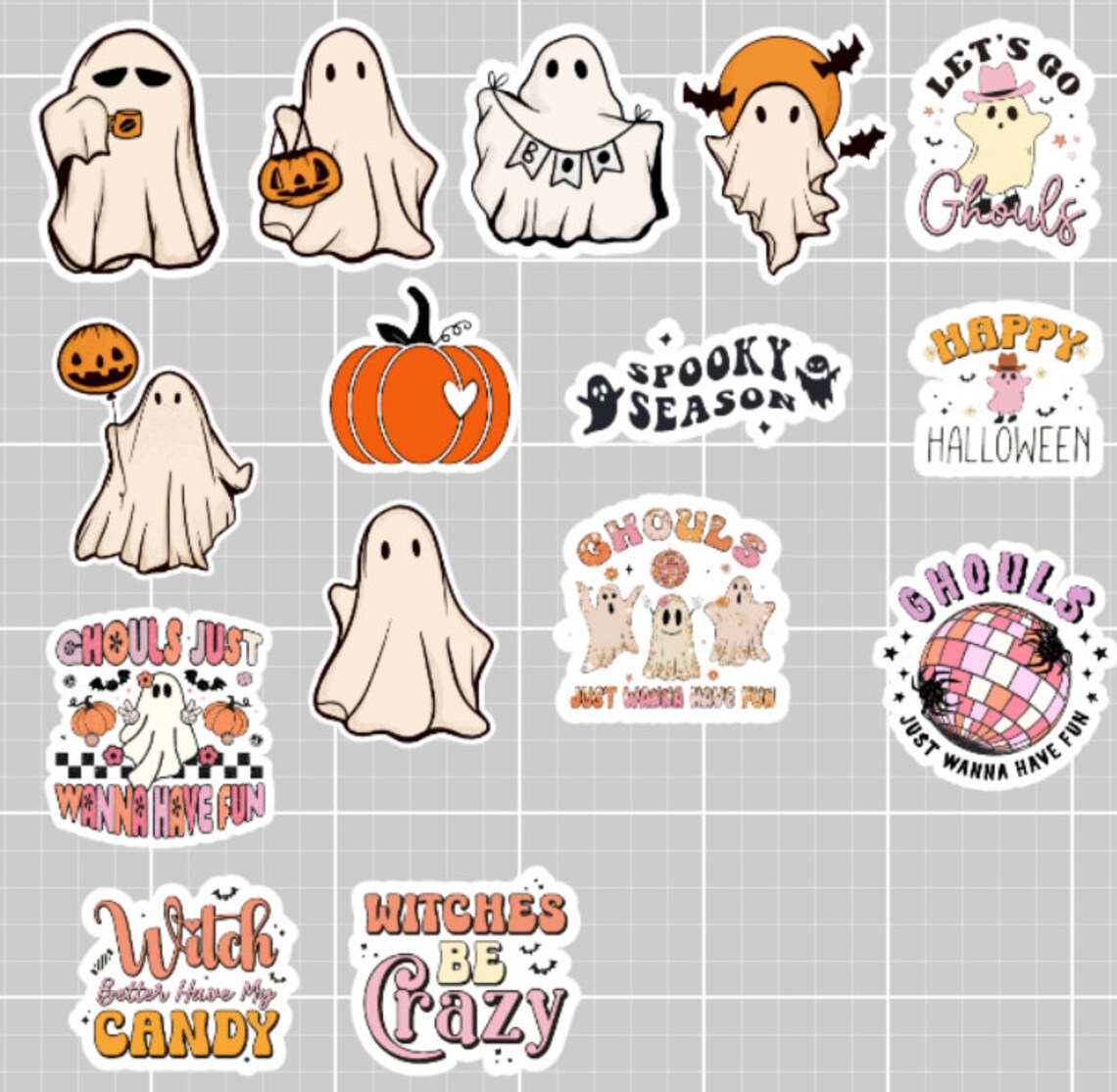 20 Funny Halloween Sticker Pack Cute Spooky Sticker Pack - Etsy