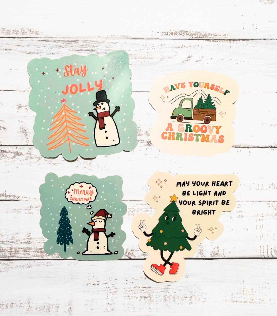 Cute Christmas Sticker Pack Retro Vintage Holiday Stickers Waterproof ...