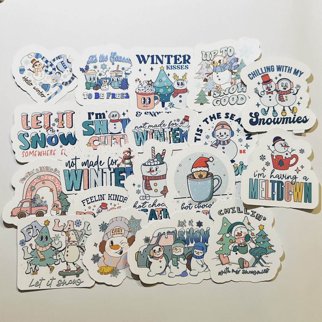 Cute Winter Sticker Pack Retro Vintage Holiday Stickers - Etsy