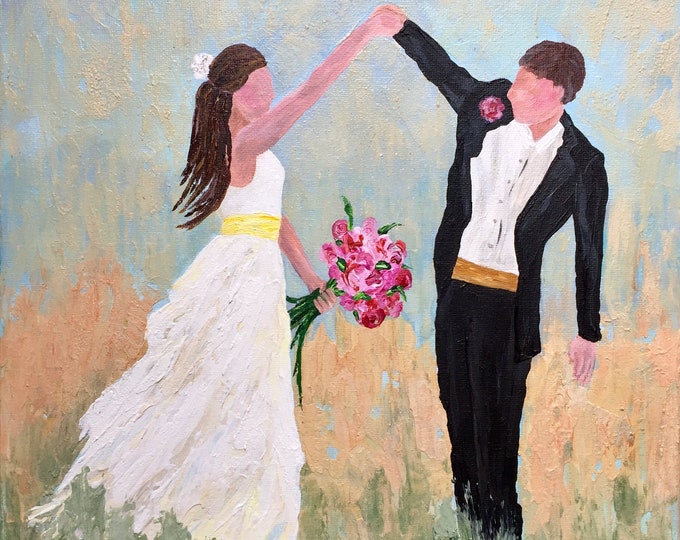 JUST MARRIED! Wedding Art, Original Acrylic Painting, Wedding Gift ...