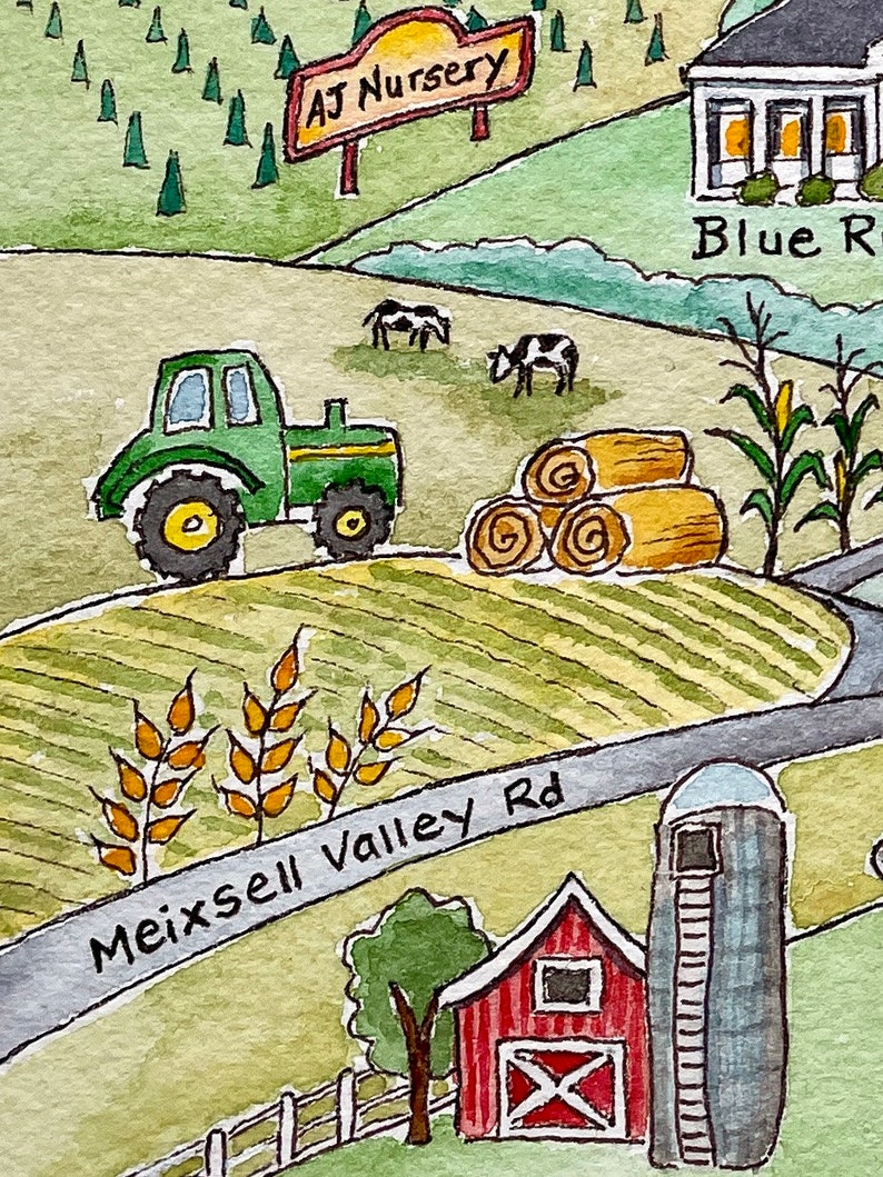 OUR COMMUNITY! Original Art Print, Whimsical Town, Poster, Town, City ...