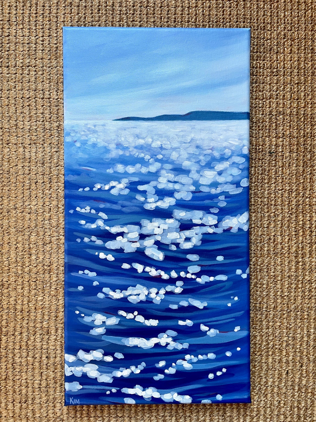 Original Bokeh Lake Painting: Glimmering Water Reflections, Nautical ...