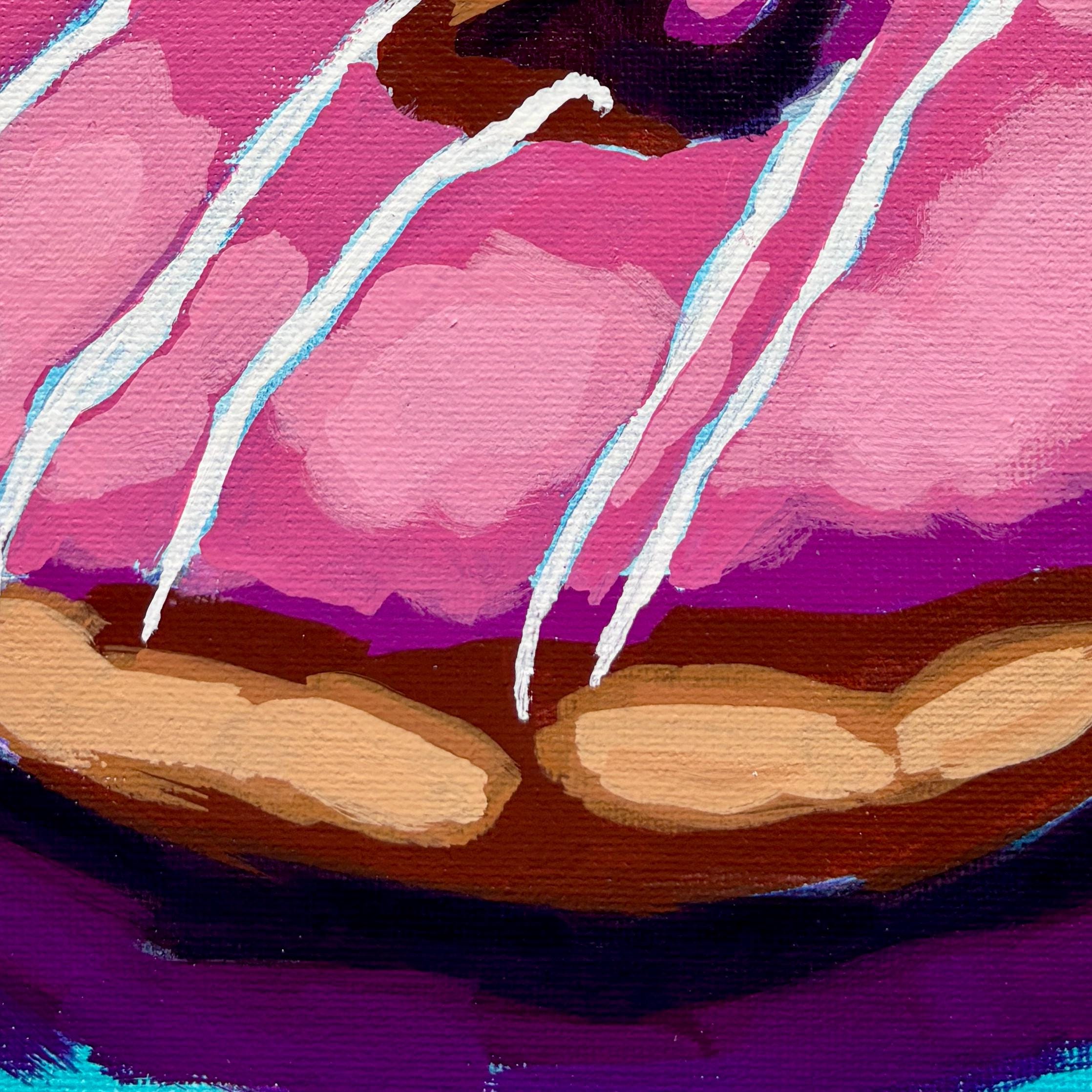 Colorful Donut Painting on Canvas Board, 