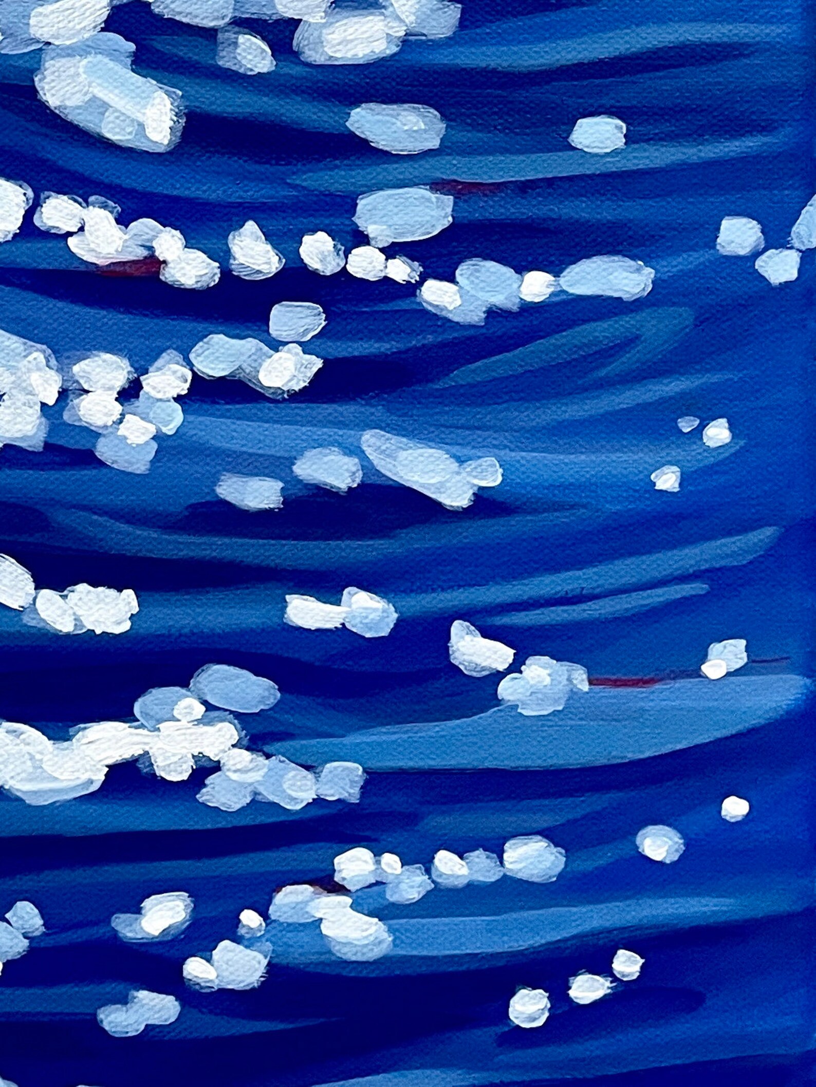 Original Bokeh Lake Painting: Glimmering Water Reflections, Nautical ...