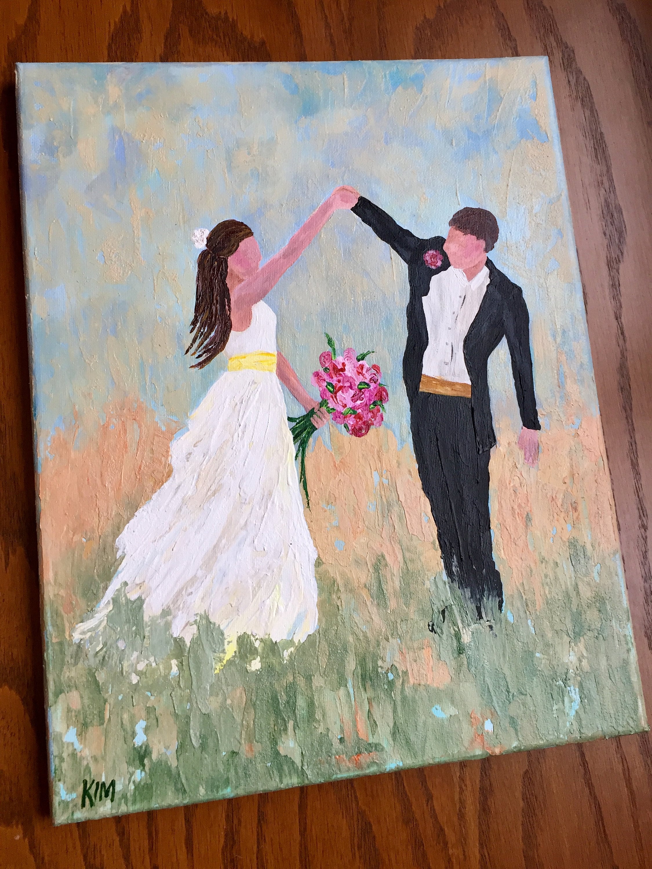 JUST MARRIED! Wedding Art, Original Acrylic Painting, Wedding Gift ...