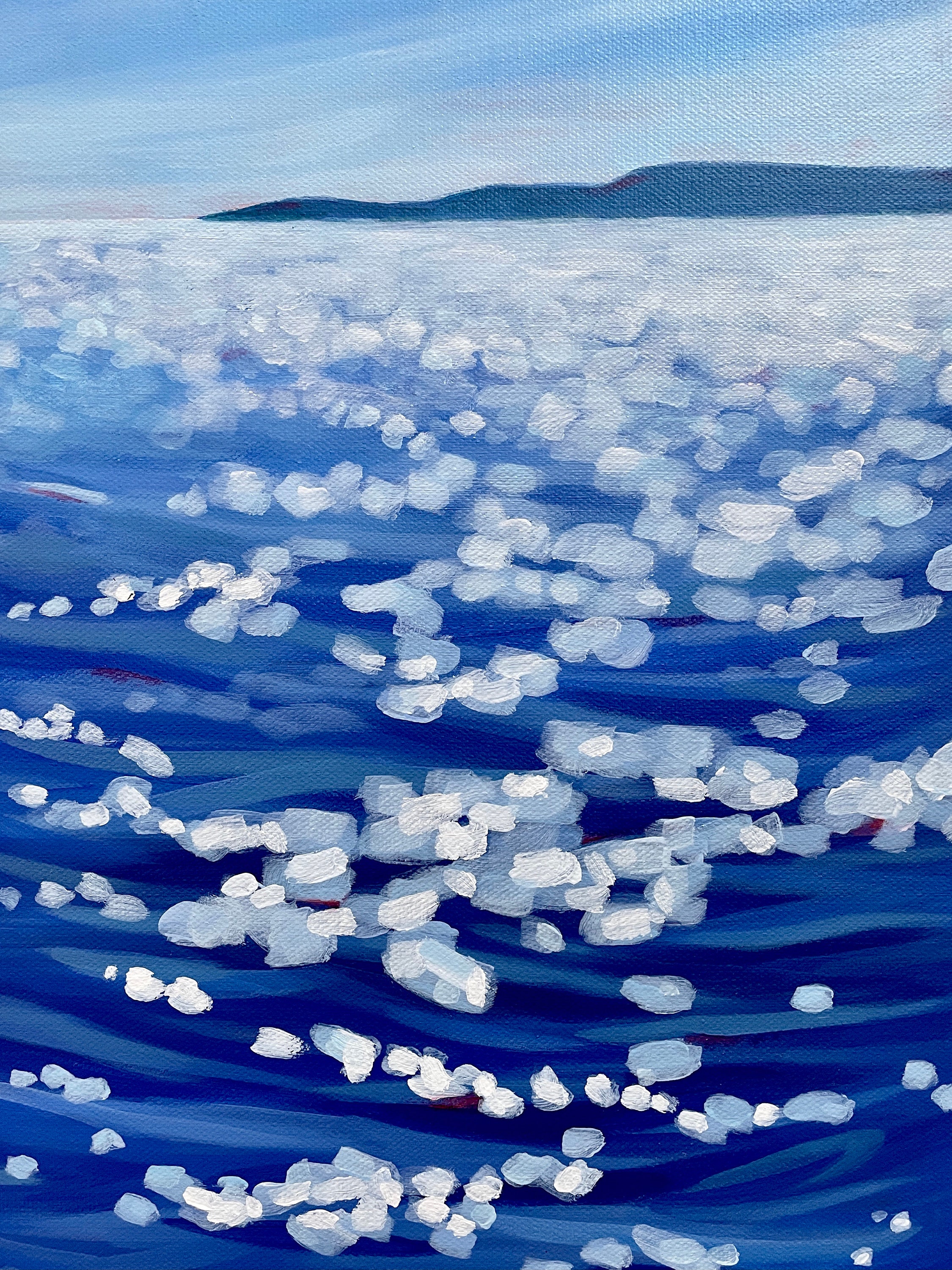 Original Bokeh Lake Painting: Glimmering Water Reflections, Nautical ...