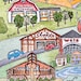 OUR COMMUNITY Original Art Print, Whimsical Town, Poster, Town, City ...
