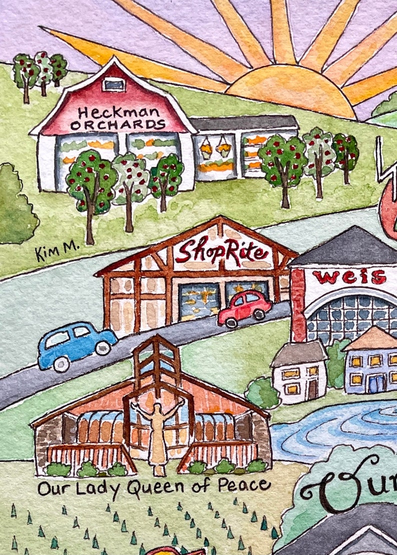 OUR COMMUNITY! Original Art Print, Whimsical Town, Poster, Town, City ...