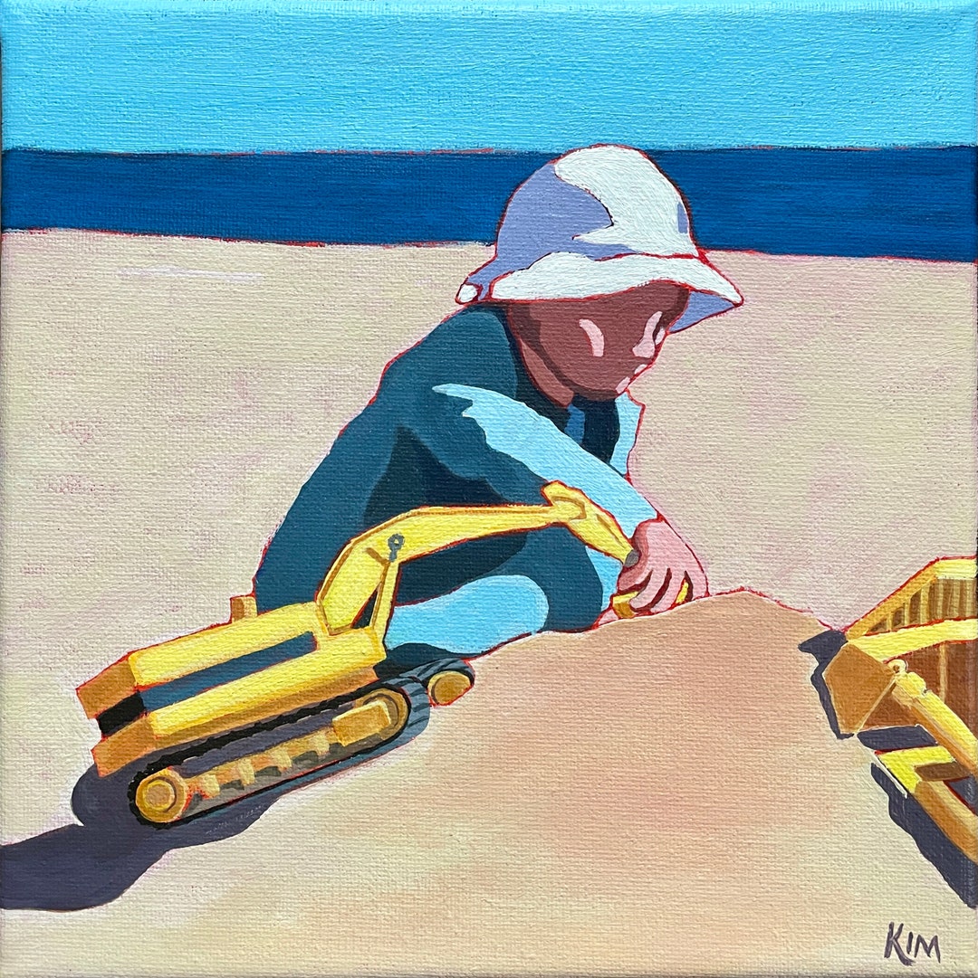 DIGGER BOY Original Acrylic Painting, Retro Beach Baby, Pop Art ...