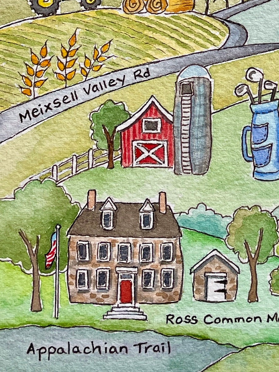 OUR COMMUNITY! Original Art Print, Whimsical Town, Poster, Town, City ...