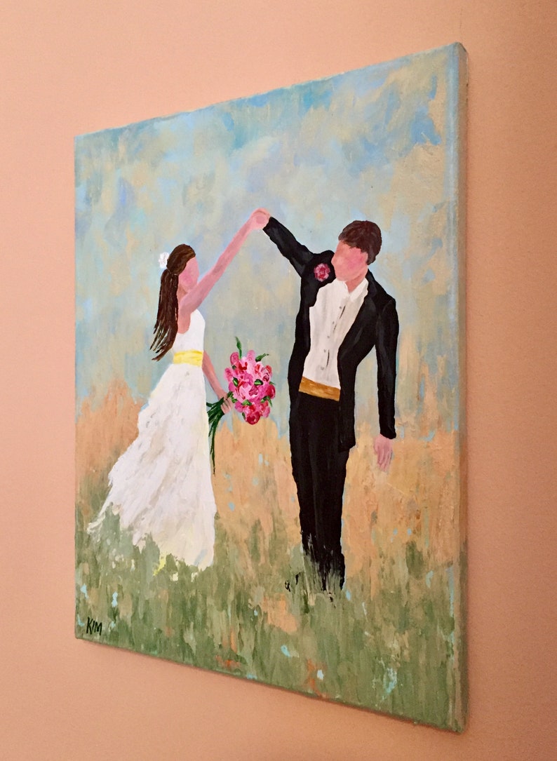 JUST MARRIED! Wedding Art, Original Acrylic Painting, Wedding Gift ...