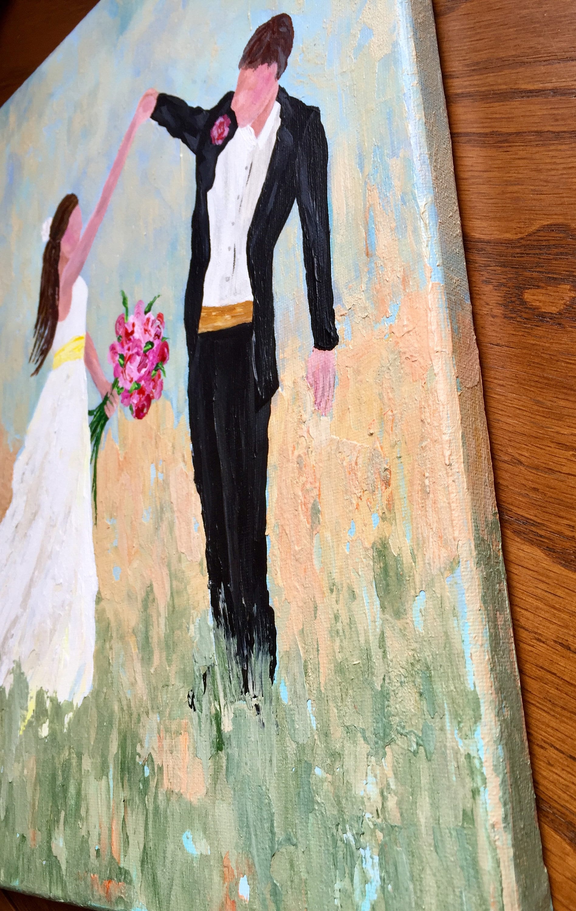 JUST MARRIED! Wedding Art, Original Acrylic Painting, Wedding Gift ...