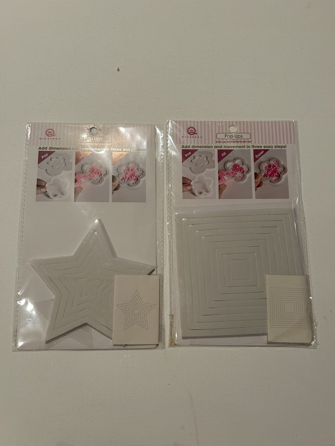 Queen & Co. Star and Square Pop Ups Embellishment Set - Etsy