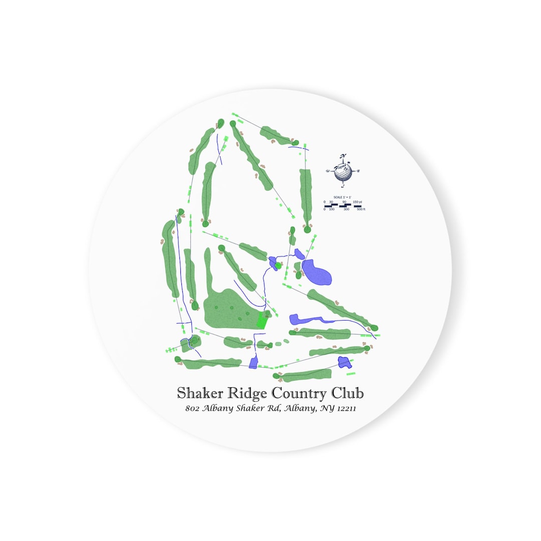 Shaker Ridge Country Club Course Map Cork Back Coaster, Drink Coaster ...
